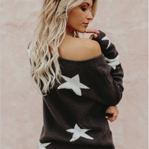 Sweaters | Restockhannah Black Star Distressed Sweater | Poshmark